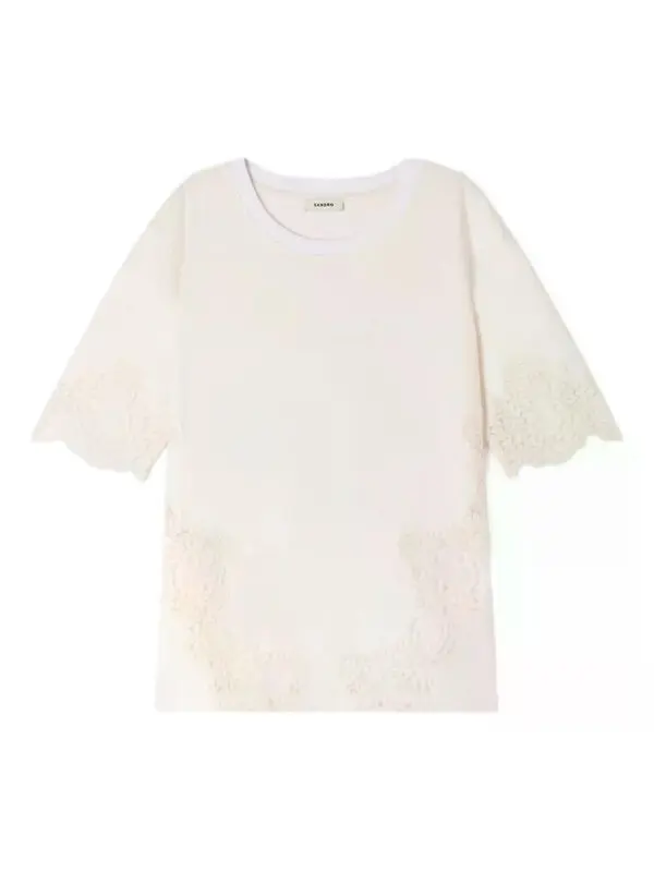 Sandro Lace-detail Short-sleeve T-shirt - White