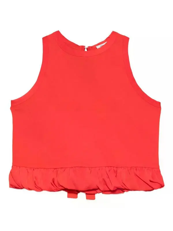 Sandro Ruffled Crew Neck Top - Red