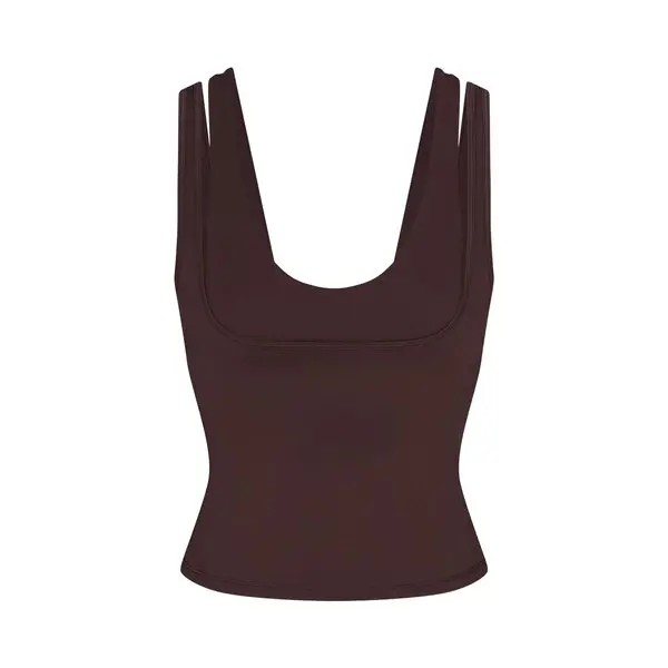 NIKESKIMS Matte Double-strap Scoop Tank Top - Brown