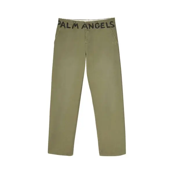 Palm Angels Logo Chino Pants 'military - Black
