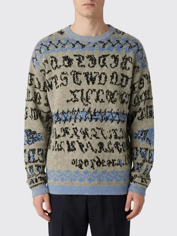 VIVIENNE WESTWOOD Wool Blend Crewneck Pullover With Graphic Print - Blue