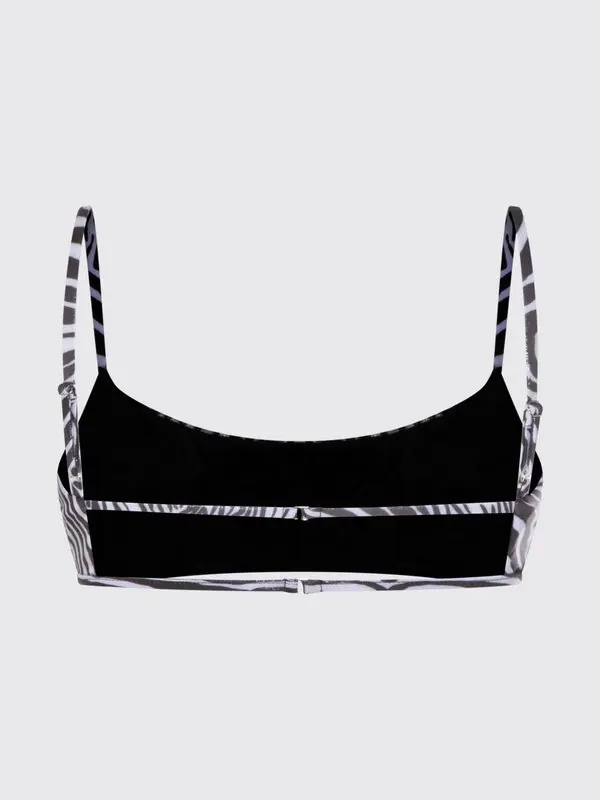 Blumarine Zebra Print Stretch Polyester Bikini Top - White