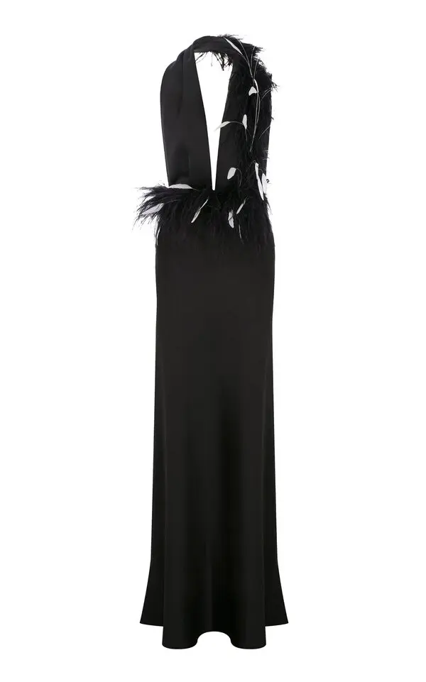 Ila Carey Feathered Maxi Dress
