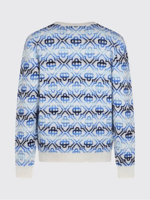 Casablanca Merino Wool Crewneck Pullover With Monogram Motif - Multicolor