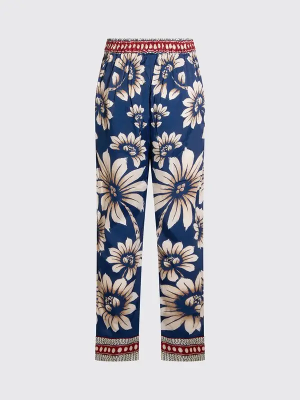 Farm Rio Luna Floral Print Linen Blend Palazzo Trousers