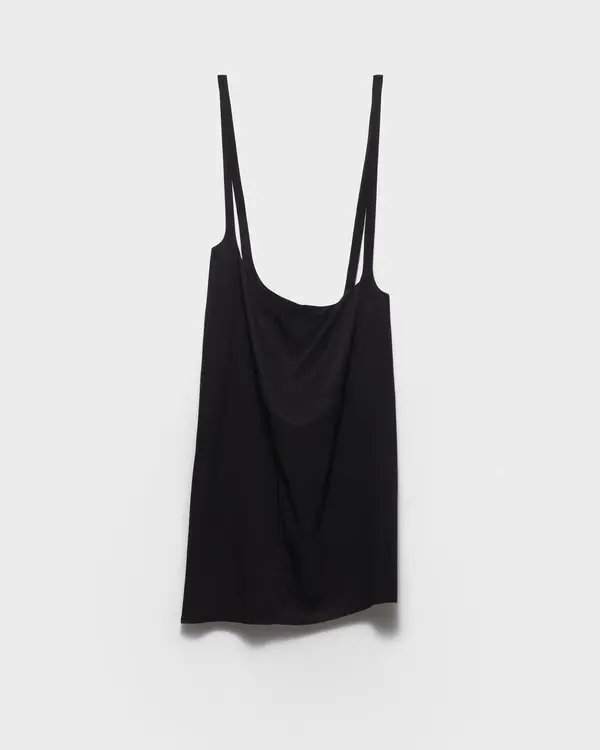 Prada Crepe Skirt With Suspender Straps - Black