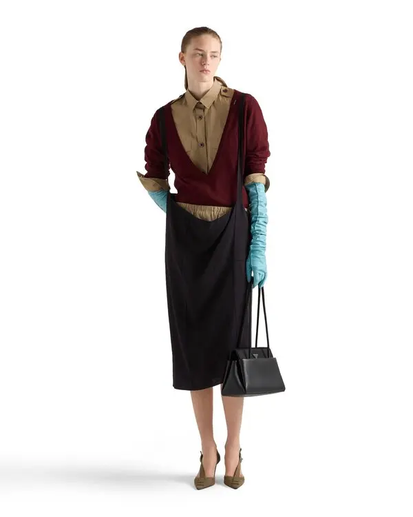 Prada Crepe Skirt With Suspender Straps - Black