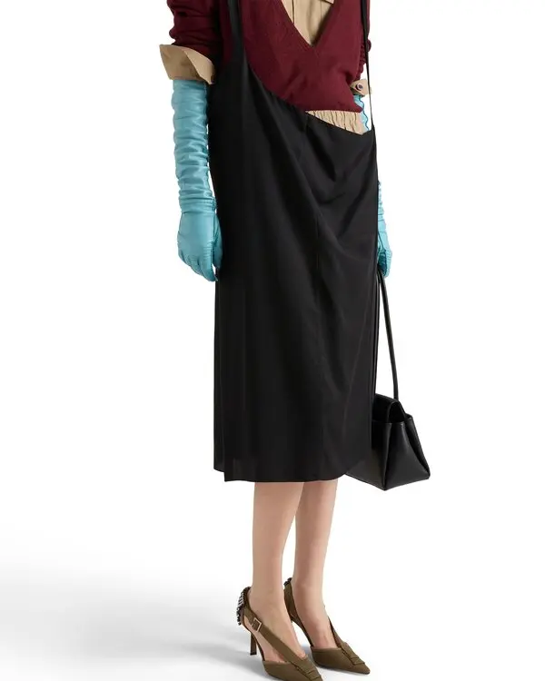 Prada Crepe Skirt With Suspender Straps - Black