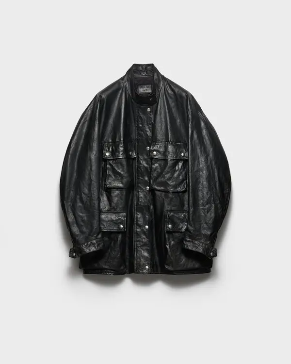Prada Antiqued Leather Caban Jacket
