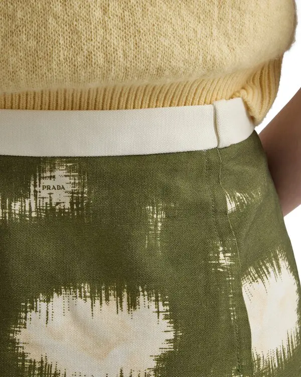 Prada Printed Canvas Skirt - Green