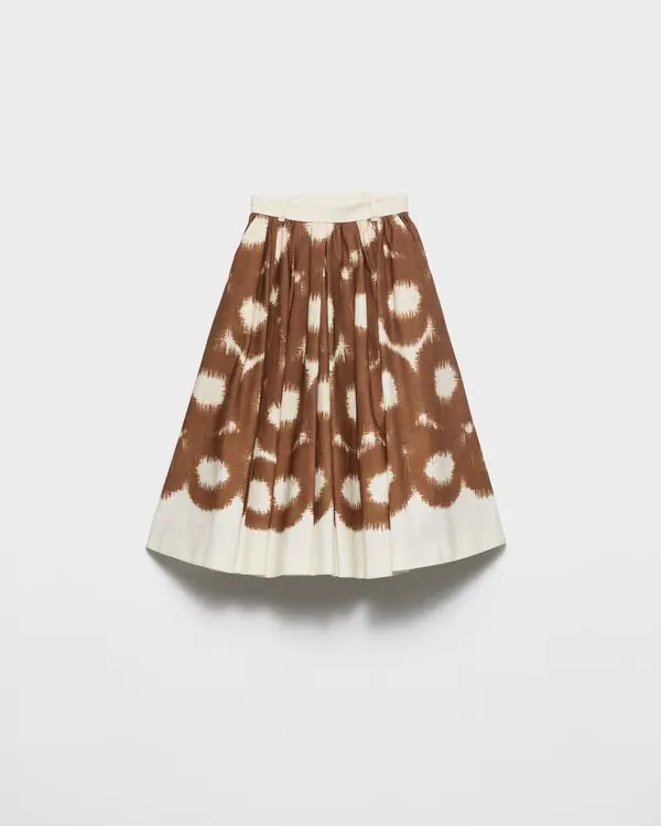 Prada Printed Canvas Skirt - Tobacco
