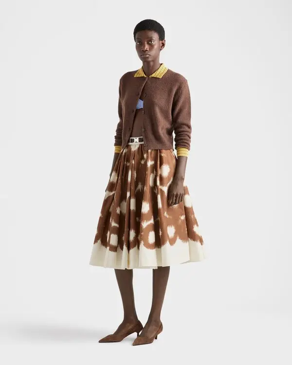 Prada Printed Canvas Skirt - Tobacco