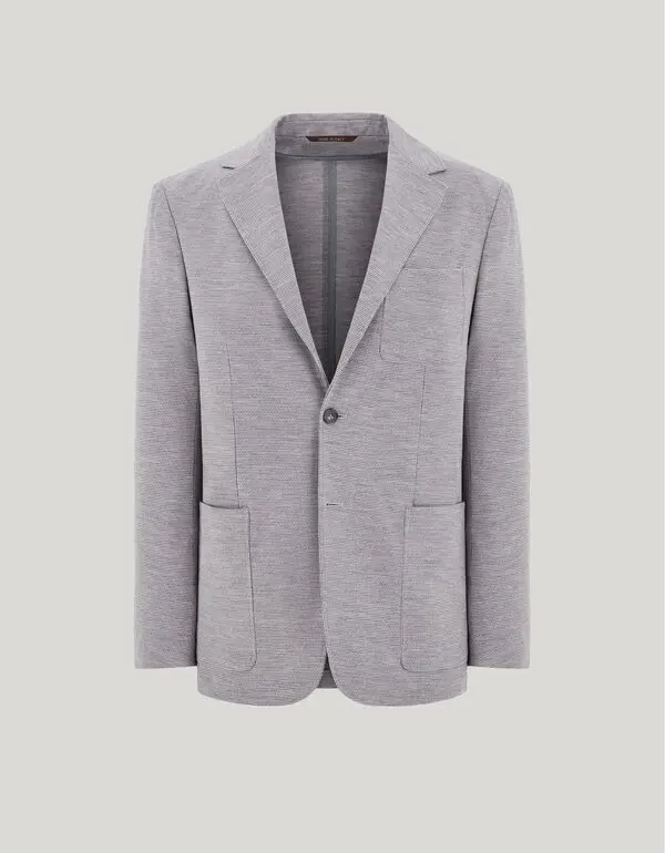 Canali Gray Wool And Lyocell Blend Jersey Jacket - Grey