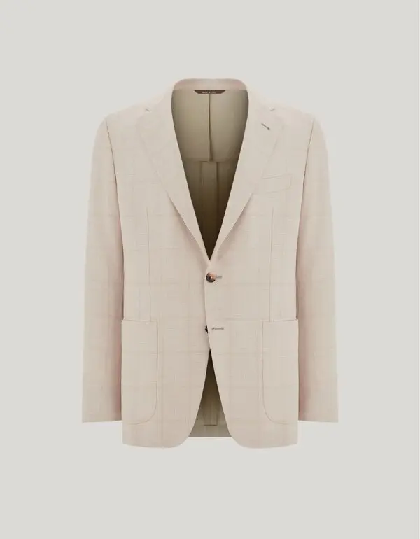 Canali Silk And Cashmere Modern-fit Overcheck Jacket - Beige
