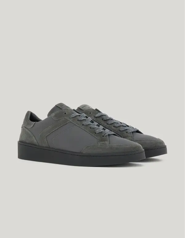 Canali Nuvola Gray Nylon And Suede Sneakers With Black Sole - Grey