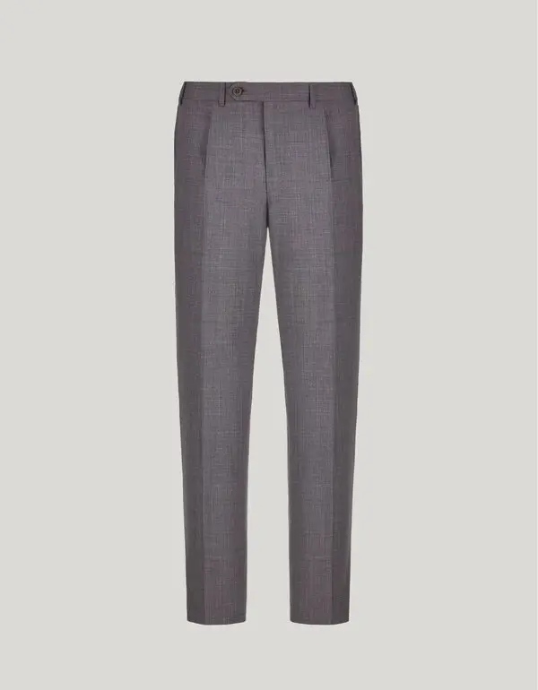 Canali Gray Pure Impeccabile Wool Regular-fit Pants With Pleat - Grey
