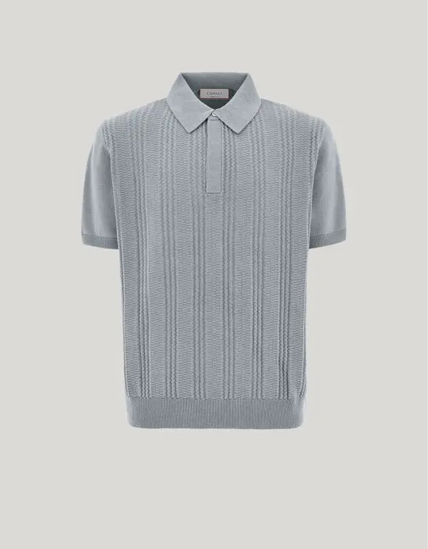 Canali Brianza Cotton And Modal Polo Shirt With Vertical Workmanship - Green