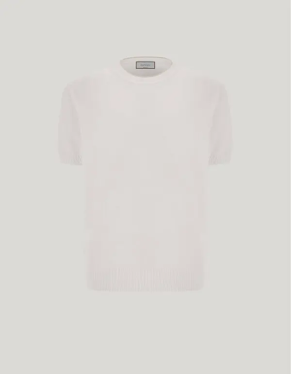 Canali Giza Cotton T-shirt With Contrasting Piping - White