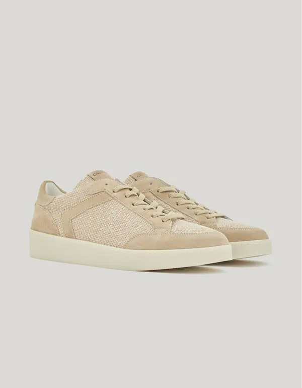 Canali Nuvola Woven Canvas And Suede Sneakers - Beige