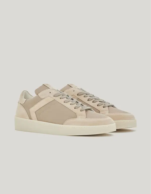 Canali Nuvola Nylon And Suede Sneakers - Beige