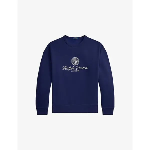 Polo Ralph Lauren Crest-print Relaxed-fit Cotton-blend Sweatshirt - Newport Navy