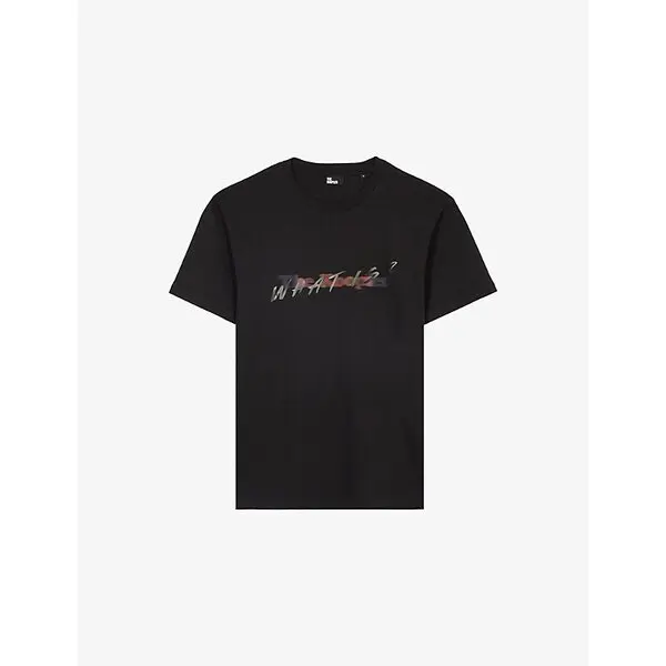 The Kooples Branded Short-sleeved Cotton-jersey T-shirt - Black