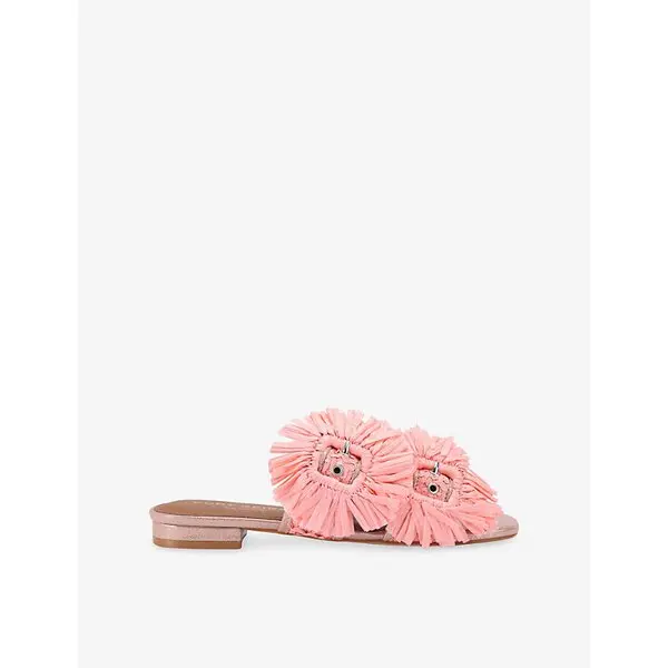 Kurt Geiger Raffia Buckle Flat Sandals