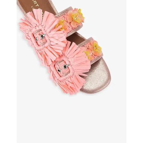Kurt Geiger Raffia Buckle Flat Sandals