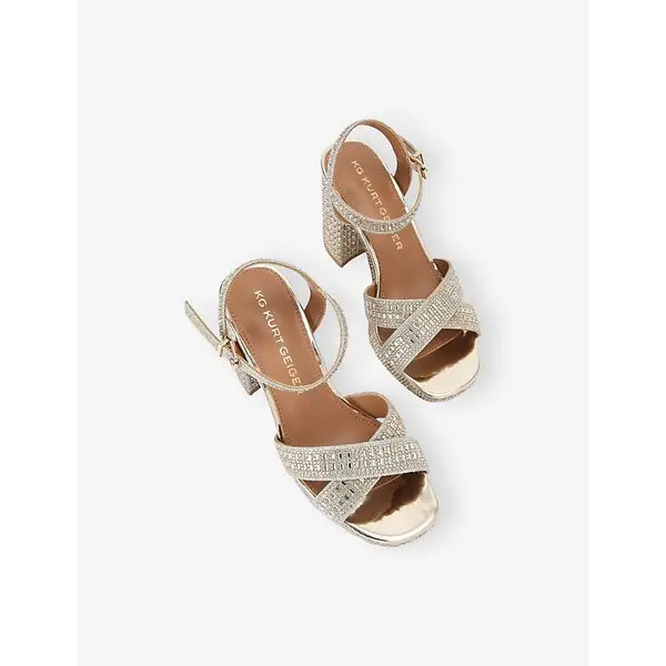 Kurt Geiger Fleur Metallic-woven Platform Sandals