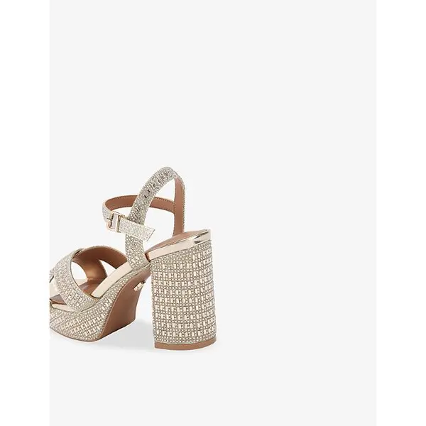 Kurt Geiger Fleur Metallic-woven Platform Sandals