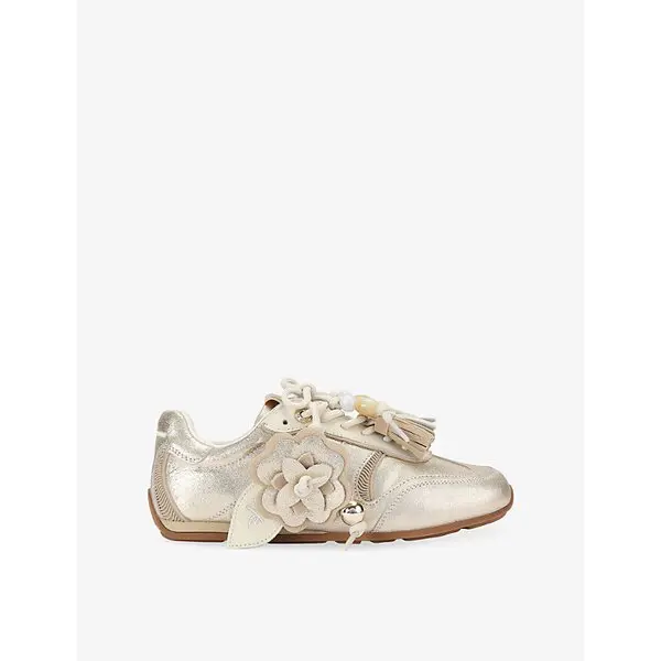Kurt Geiger Lennon Leather Trainers - Gold Comb