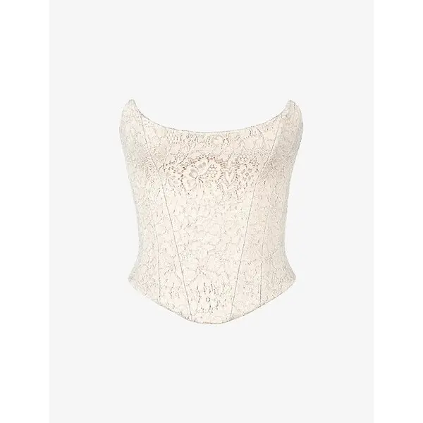 House Of Cb Larra Strapless Lace Corset Top L - Ivory