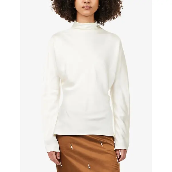 ROHE FRAMES High-neck Cinched-waist Satin Top
