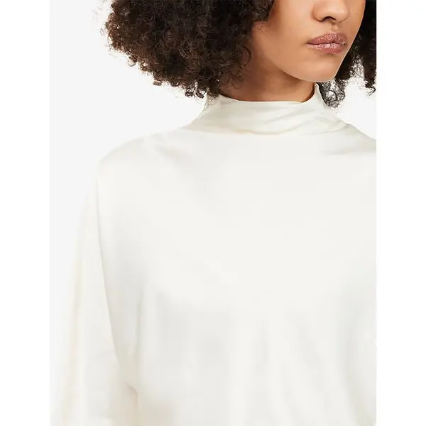 ROHE FRAMES High-neck Cinched-waist Satin Top