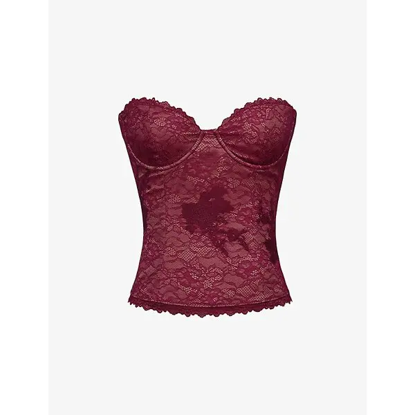 House Of Cb Yara Strapless Lace Top - Wine