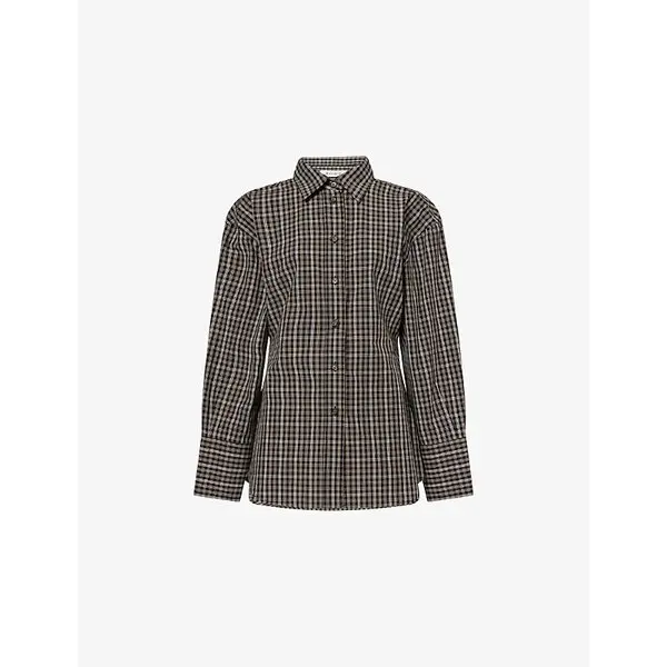 ROHE FRAMES Cinched Checked Cotton Shirt - Black Brown Check