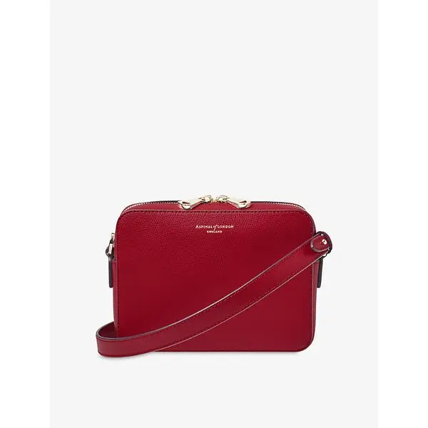 ASPINAL OF LONDON Camera Grained Leather Cross-body Bag - Cherry