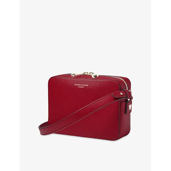 ASPINAL OF LONDON Grained Leather Camera Cross-body Bag - Cherry