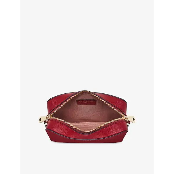 ASPINAL OF LONDON Grained Leather Camera Cross-body Bag - Cherry