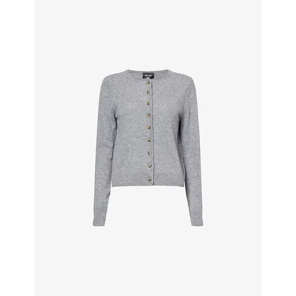 ME+EM Round-neck Long-sleeve Cashmere Cardigan - Grey Marl