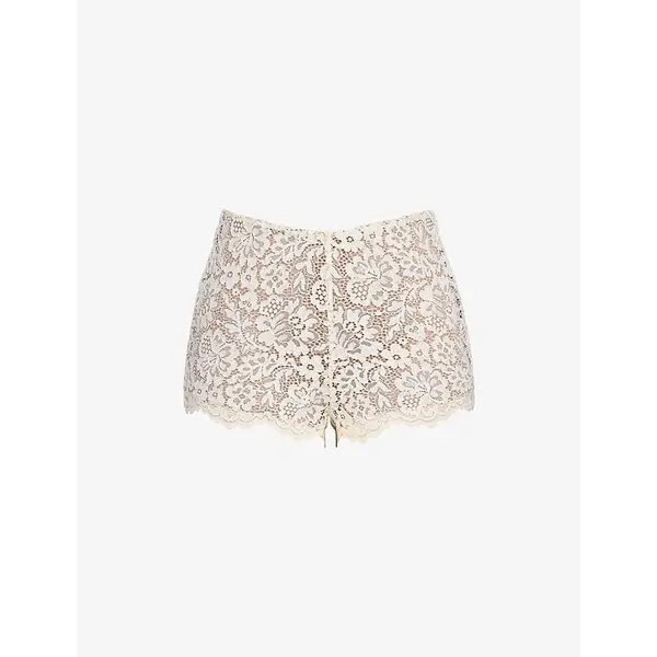 House Of Cb Margot Floral Lace Shorts - Vintage Cream