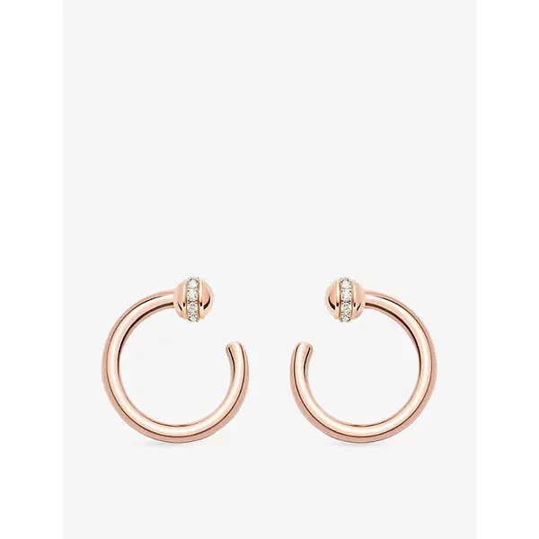 PIAGET Possession 18ct Rose-gold And 0.2ct Diamond Hoop Earrings - Pink Gold