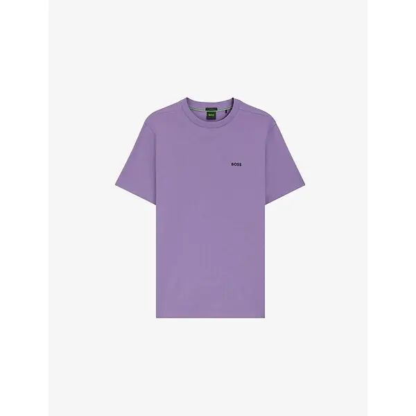 BOSS Brand-detail Regular-fit Stretch-cotton T-shirt - Bright Purple