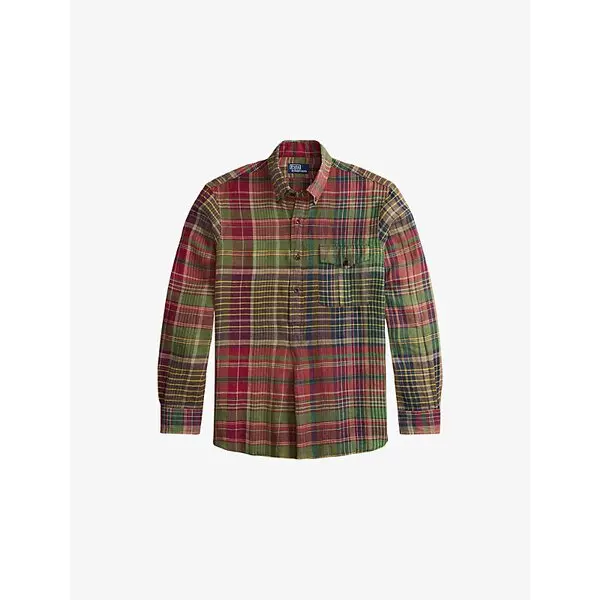 Polo Ralph Lauren Checked Regular-fit Linen Shirt - Su58 Olive Wine