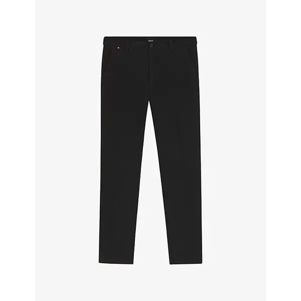 BOSS Structured Slim-fit Stretch-cotton Trousers - Black