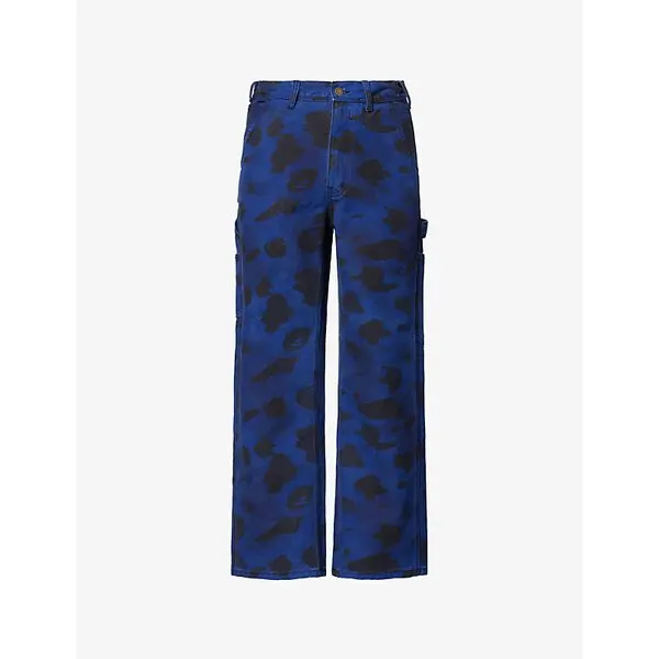 A BATHING APE Solid 1st Camo Printed Denim Jeans - Navy