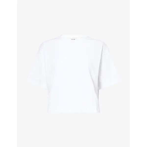 ME+EM Cropped Relaxed-fit Cotton T-shirt - Fresh White