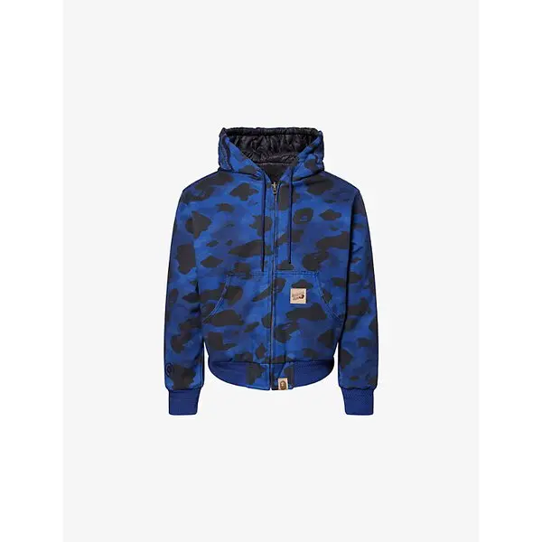 A BATHING APE Solid 1st Camouflage-print Reversible Cotton Jacket - Charcoal