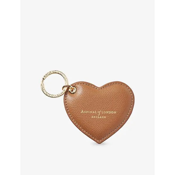 ASPINAL OF LONDON Heart Saffiano-leather Keyring - Caramel