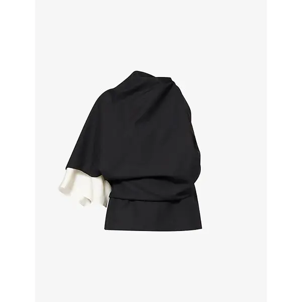 ROHE FRAMES Draped Open-back Wool-blend Top - Black